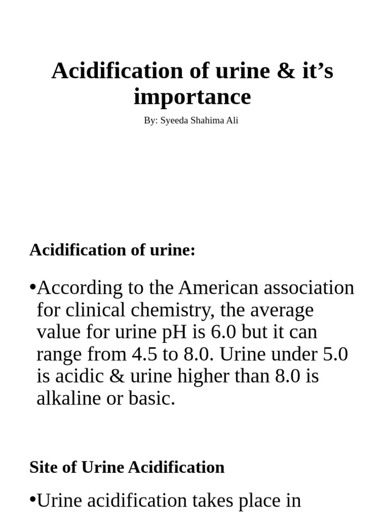 Urine Acidification & Its Importance | PDF