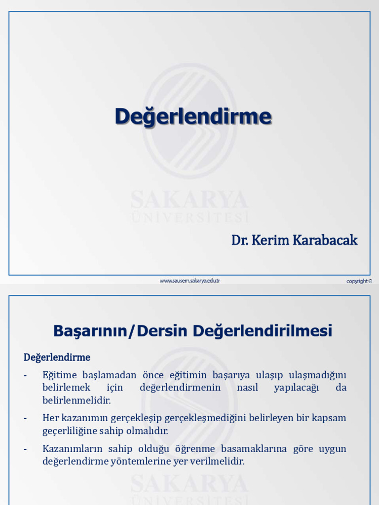 Dersin Degerlendirmesi | PDF