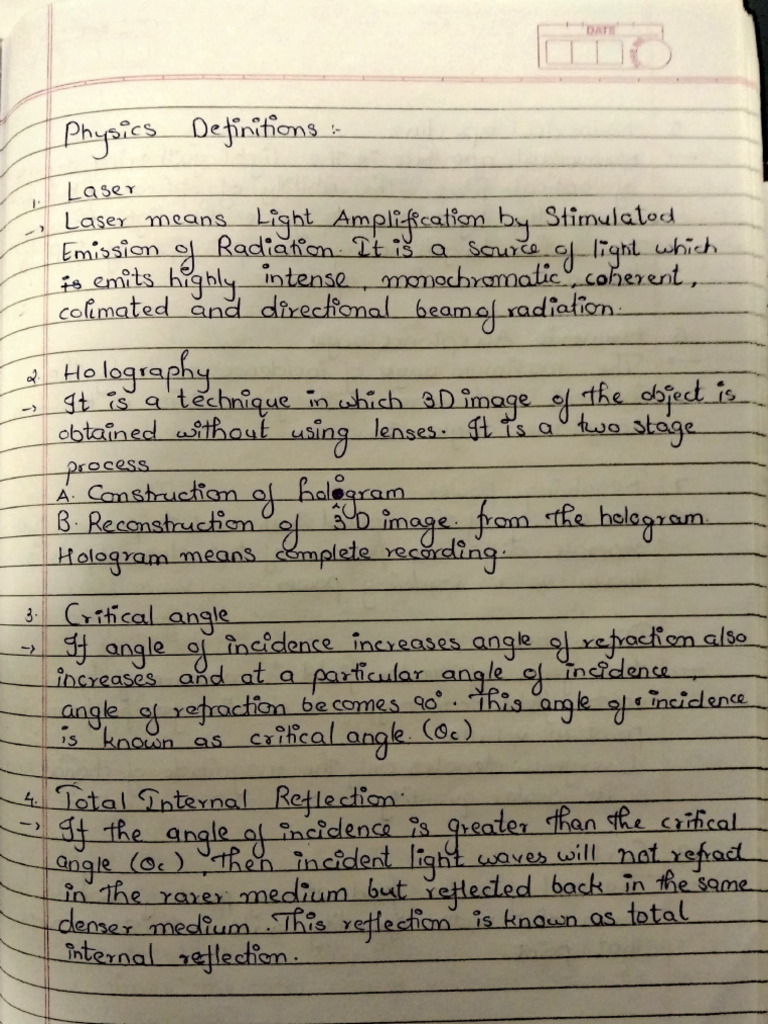 Physics Definitions | PDF