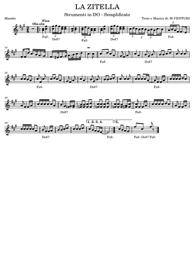 LA ZITELLA_V2_FA#-_BassoChitarra | PDF