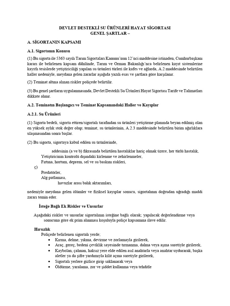 Su Urunleri Genel Sartlar 2024 | PDF