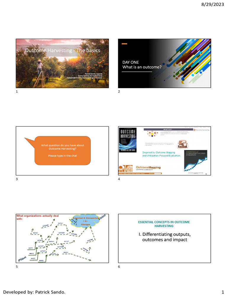 Outcome Harvesting Training Overview | PDF | Wash | Evaluation