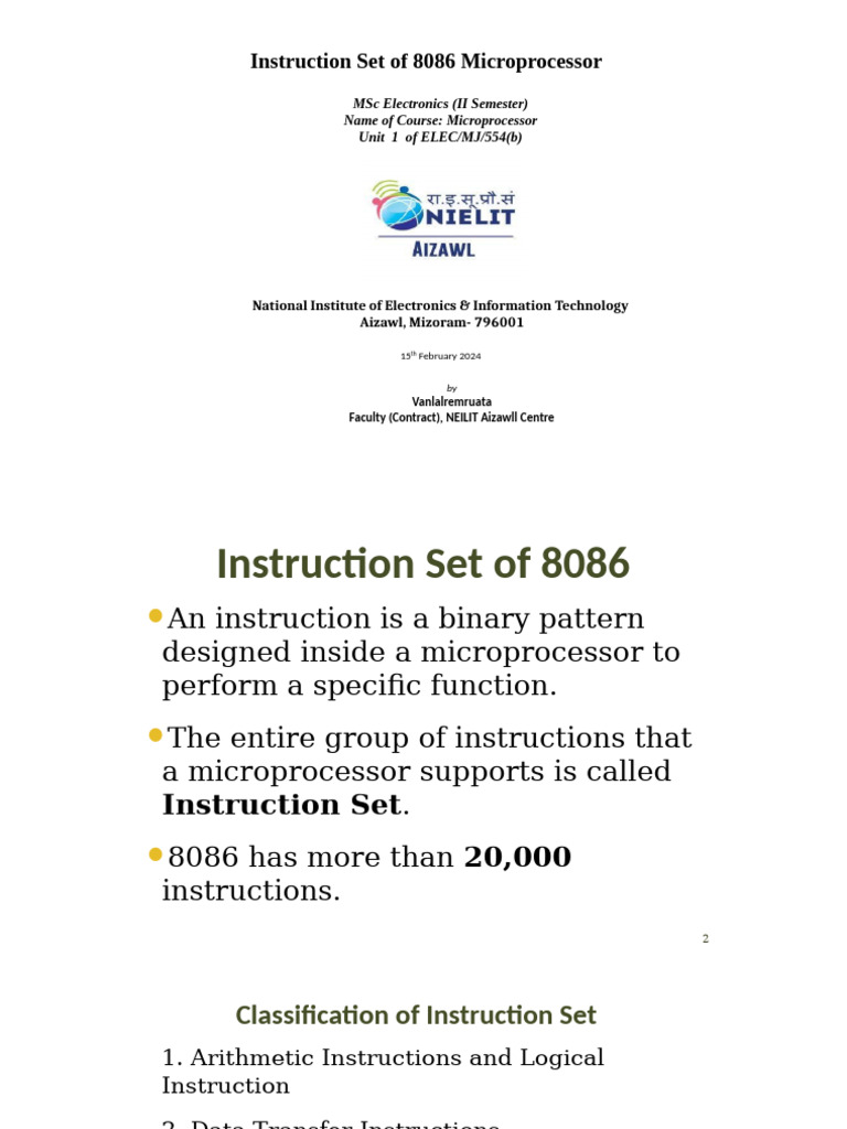 4 Instruction Set 8086 Up | PDF | Binary Coded Decimal | Computer Engineering