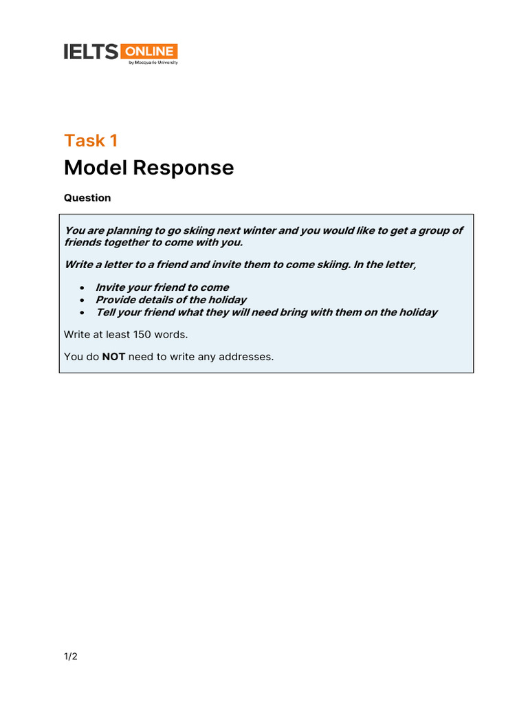 Skiing Informal-Practice Model-Answer PDF | PDF