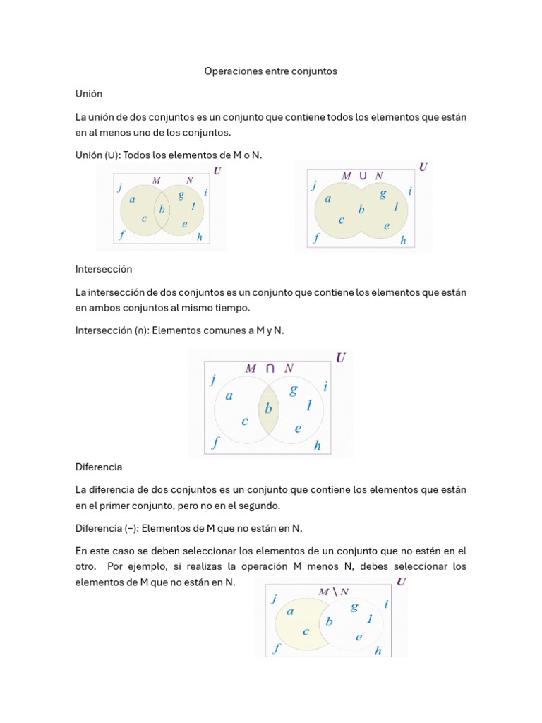 Operaciones Entre Conjuntos | PDF
