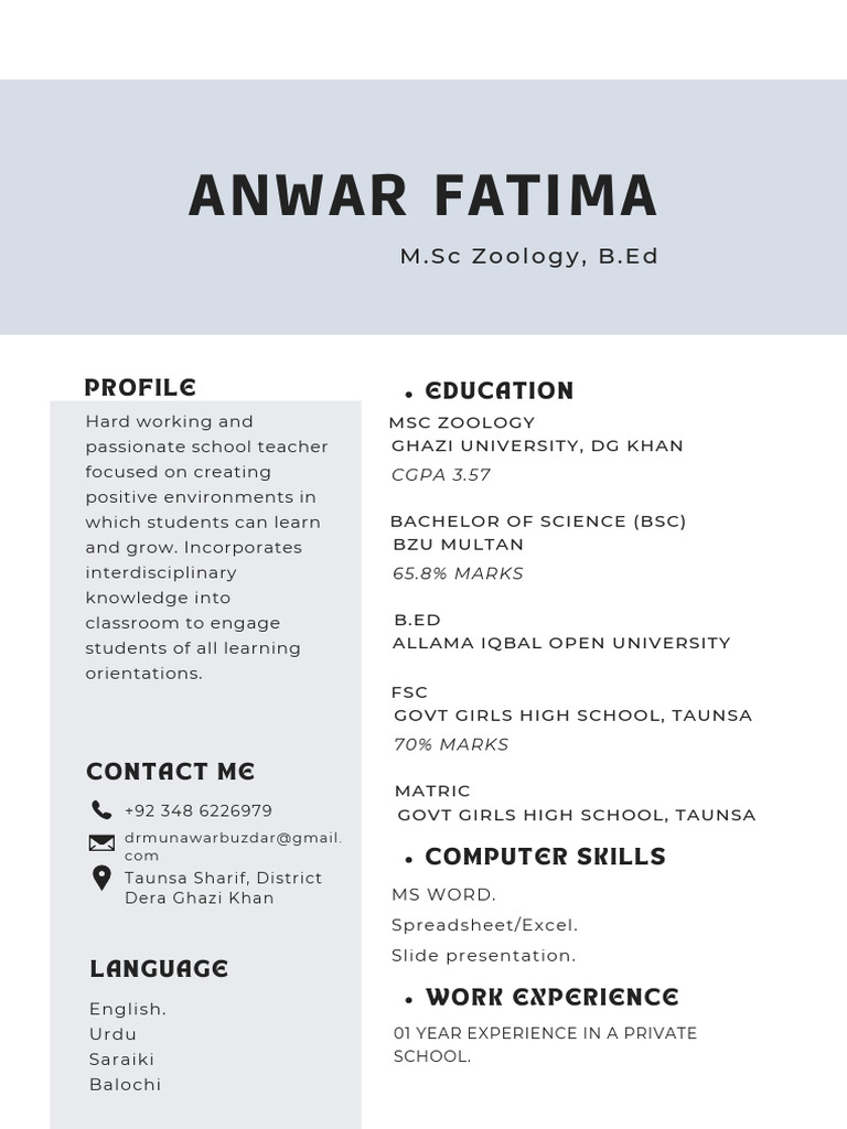Anwar Student CV Resume - 1 | PDF