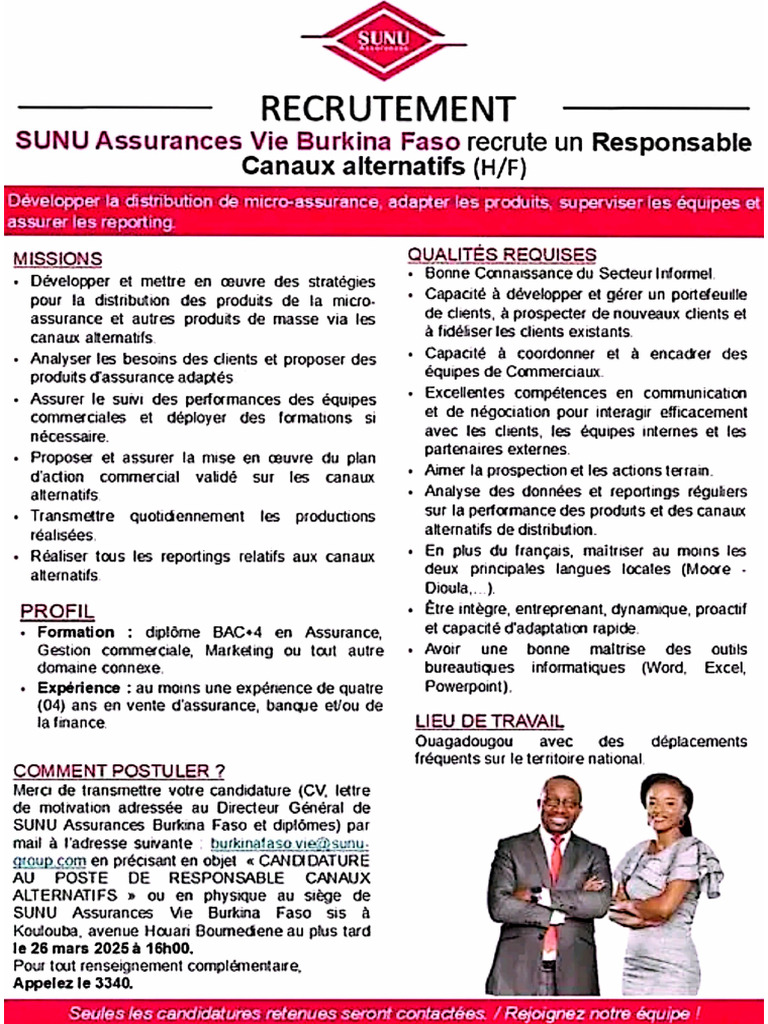 Recrutement Sunu | PDF