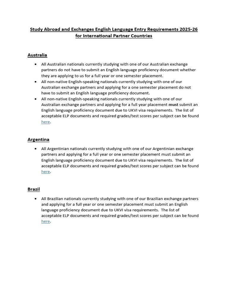 Appendix B SAE English Language Entry Requirements 2025 26 | PDF ...