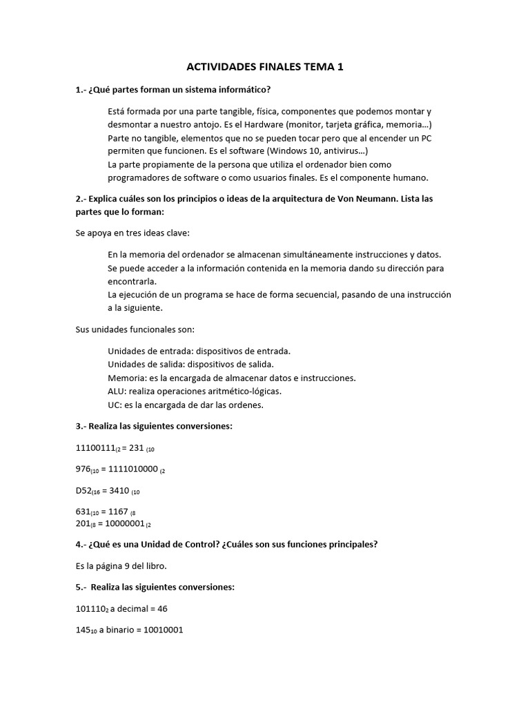 Actividades Finales Tema 1 | PDF