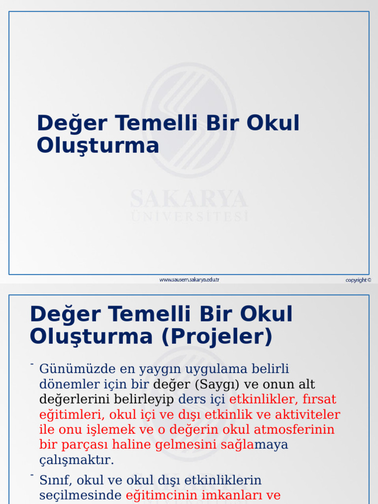 Deger Temelli Bir Okul Olusturma (Dokuman) | PDF