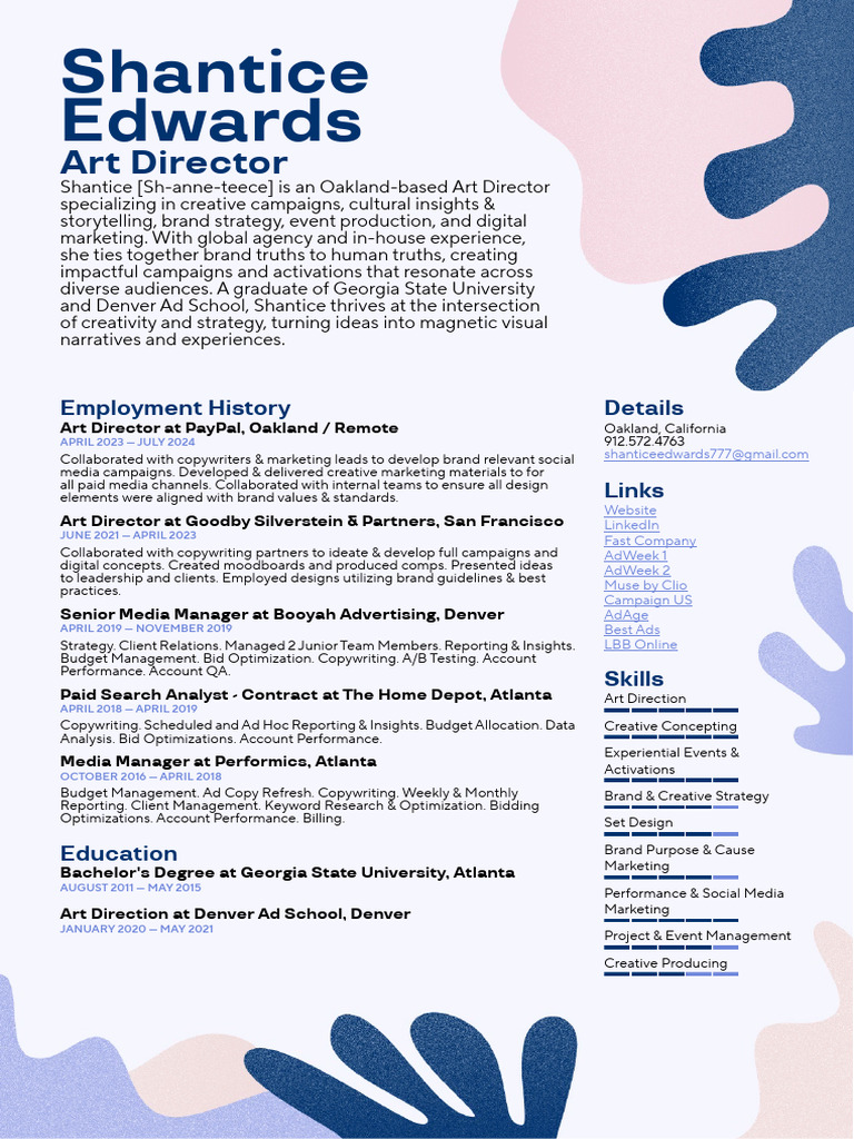Shantice Edwards: Art Director Profile | PDF | Copywriting | Brand
