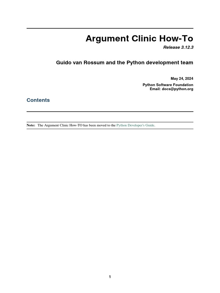 Argument Clinic Guide for Python Developers | PDF