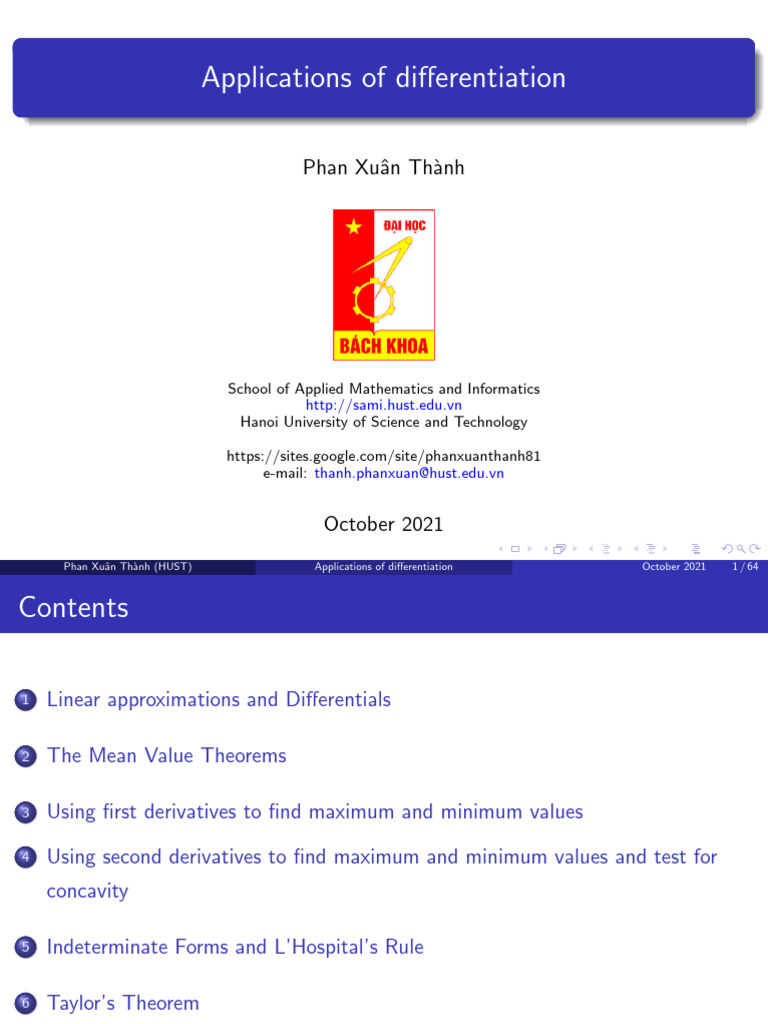 Applications Differentiation 2021 | PDF | Mathematics | Mathematical Analysis