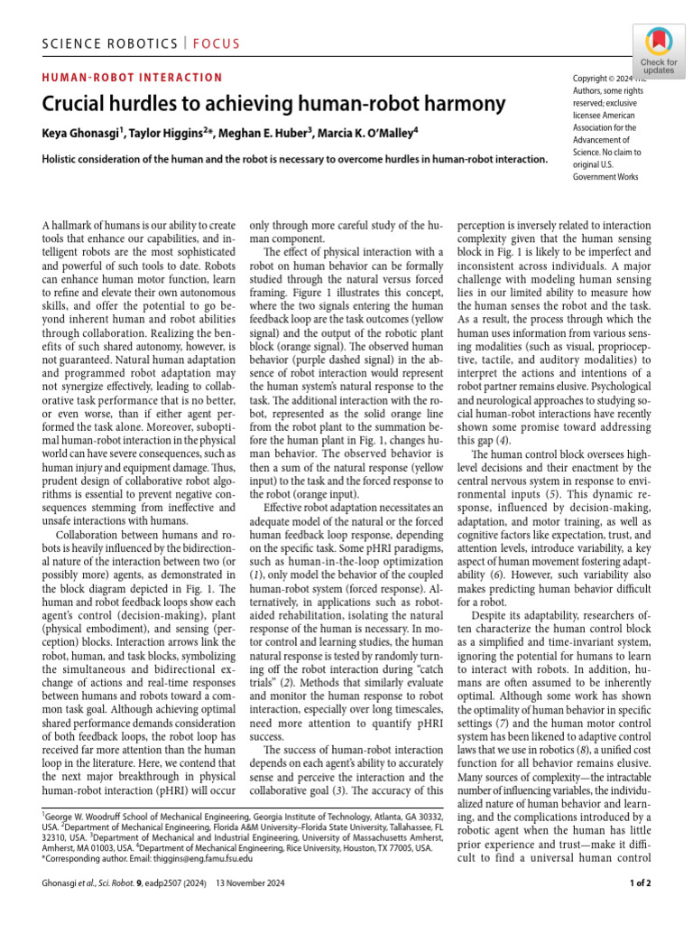 Crucial Hurdles To Achieving Human-Robot Harmony | PDF | Robot | Robotics