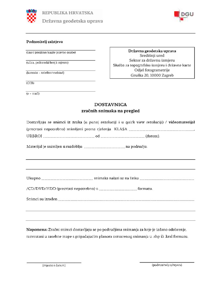 DGU_DOSTAVNICA_ZRACNIH_SNIMAKA_NA_PREGLED | PDF