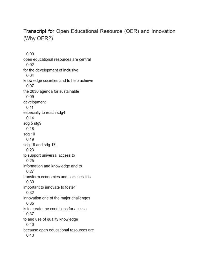 Open Educational Resource OER and Innovation Why OER | PDF