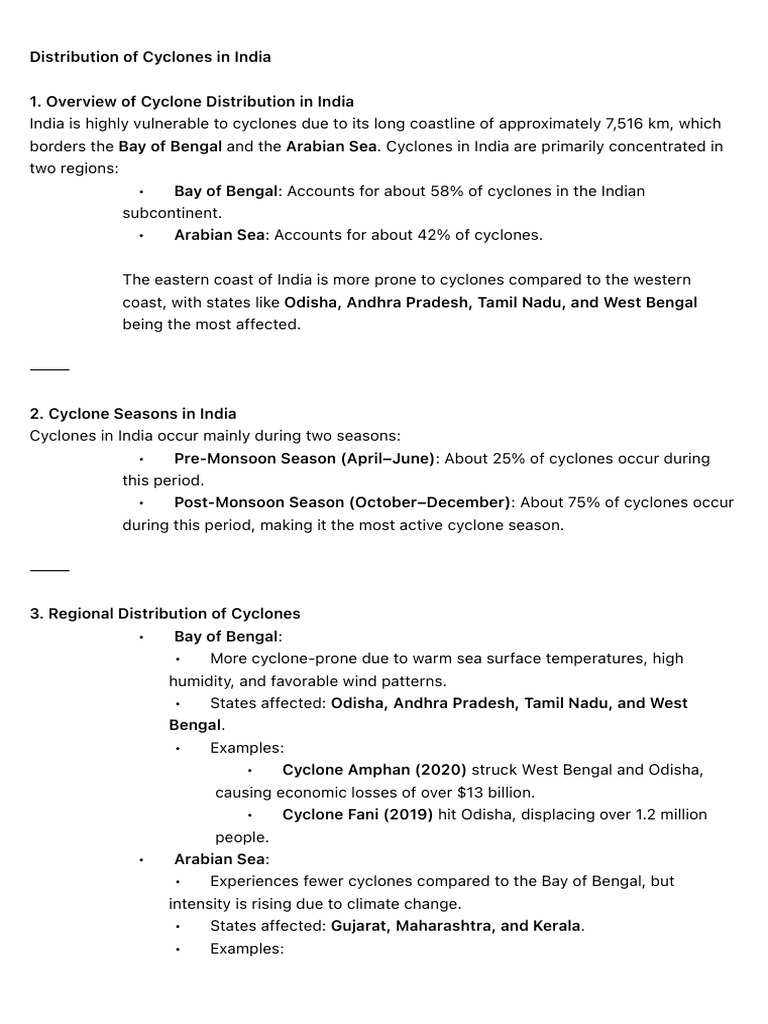 Distribution of Cyclones in India | PDF | Tropical Cyclones | Seasons