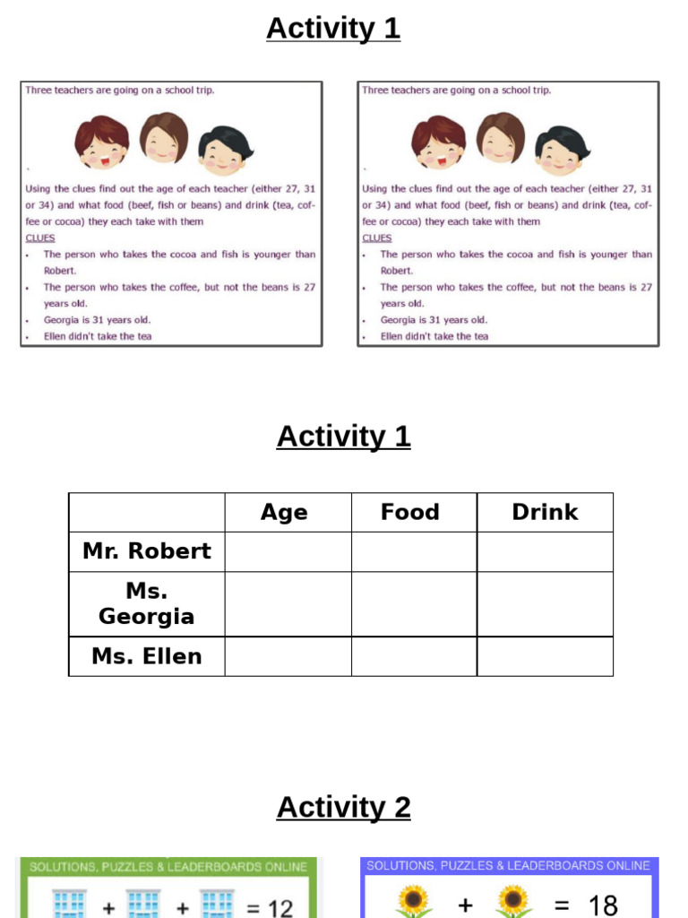 Lesson 1 - 2 Carousel Activities | PDF