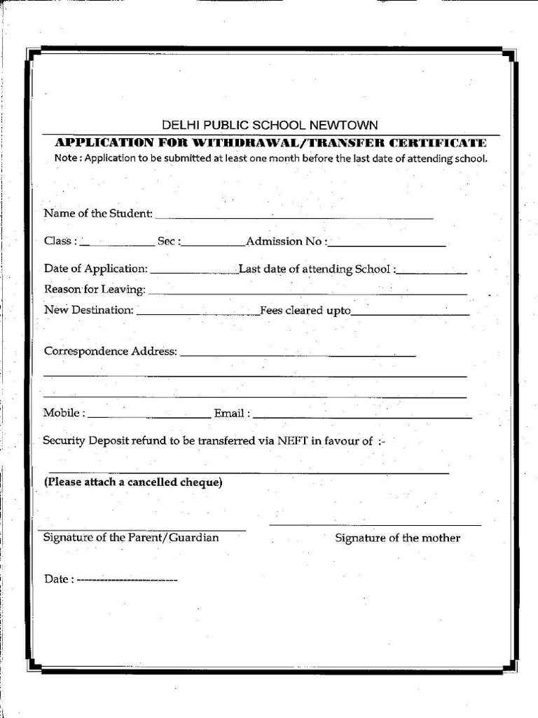 Withdrawal Trans Cert Application | PDF