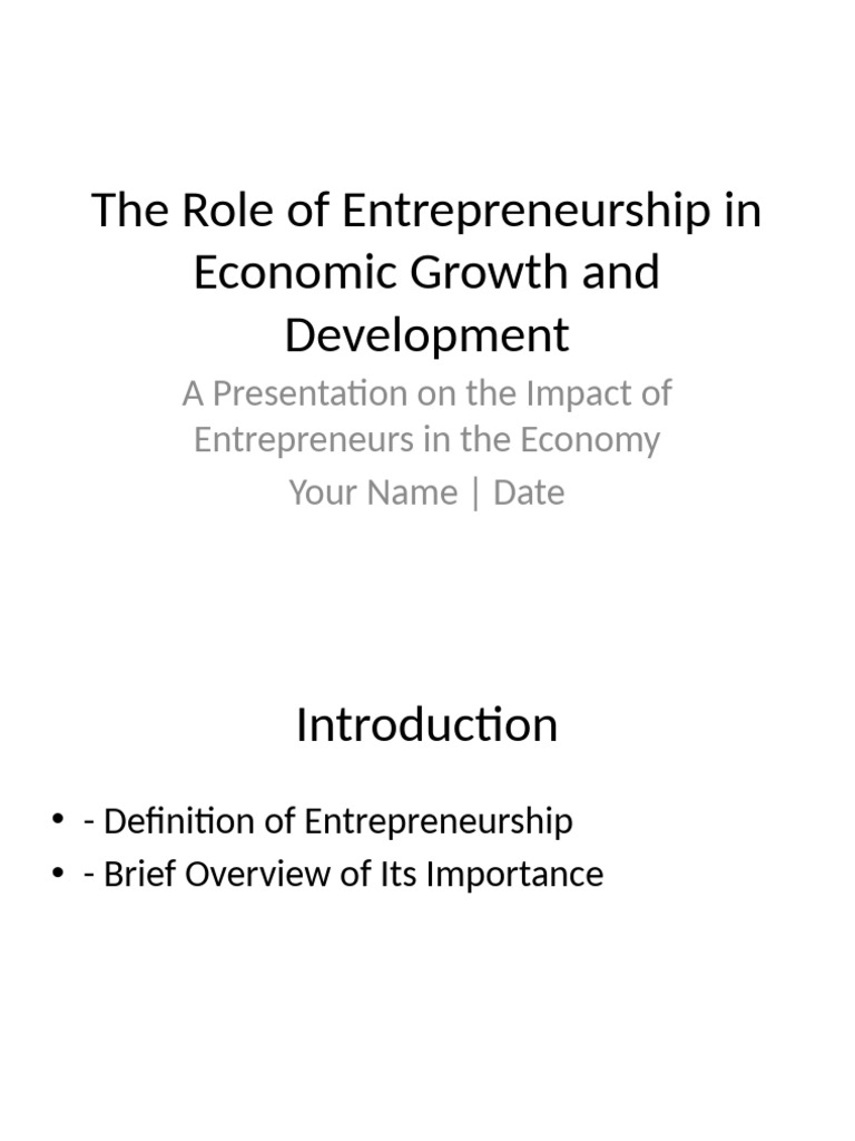 Entrepreneurship Economic Development | PDF