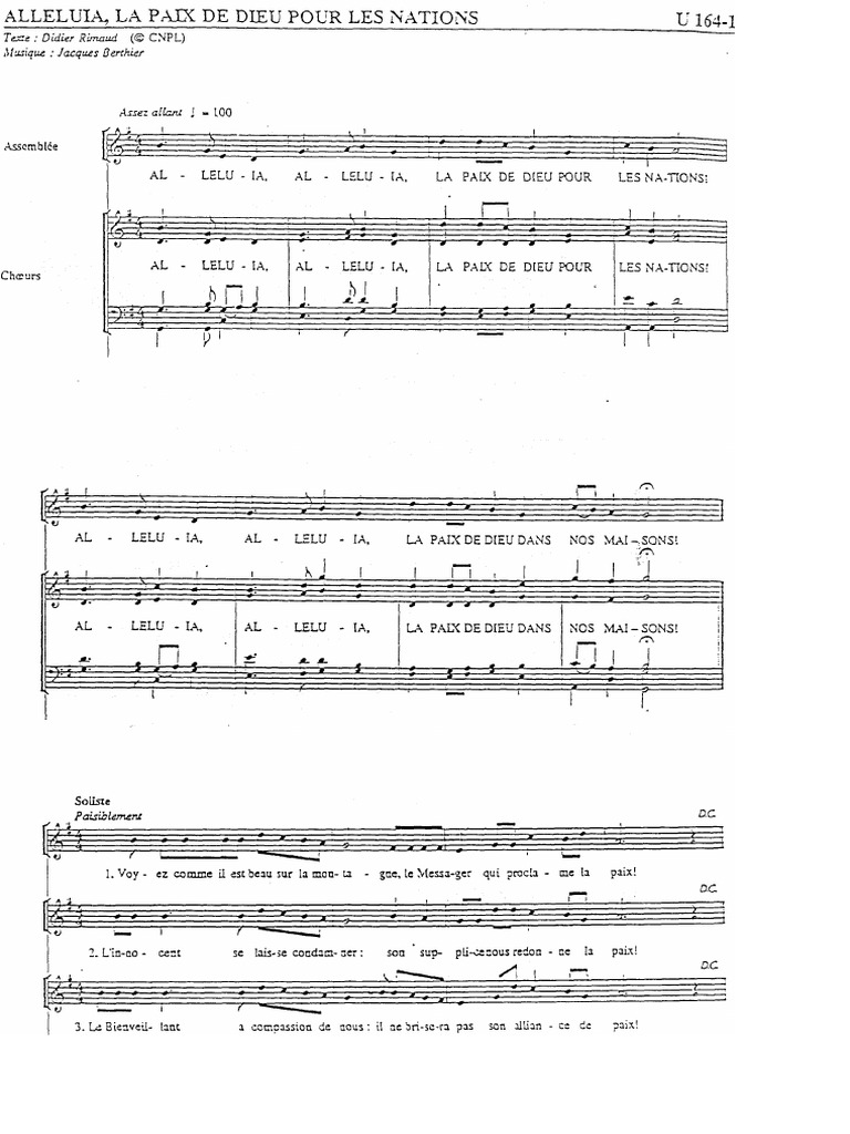 U164 1 Alleluia La Paix de Dieu Pour Les Nations 139 | PDF