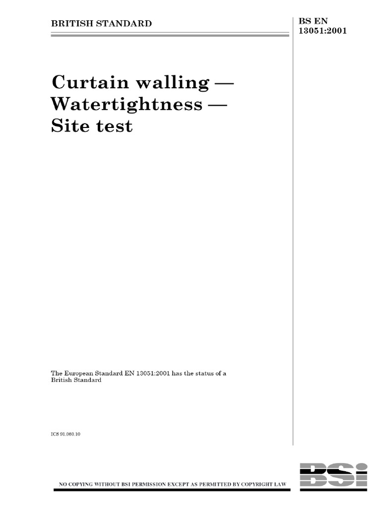 PDF Download BS EN 13051 - Curtain Walling - Watertightness - Site Test ...