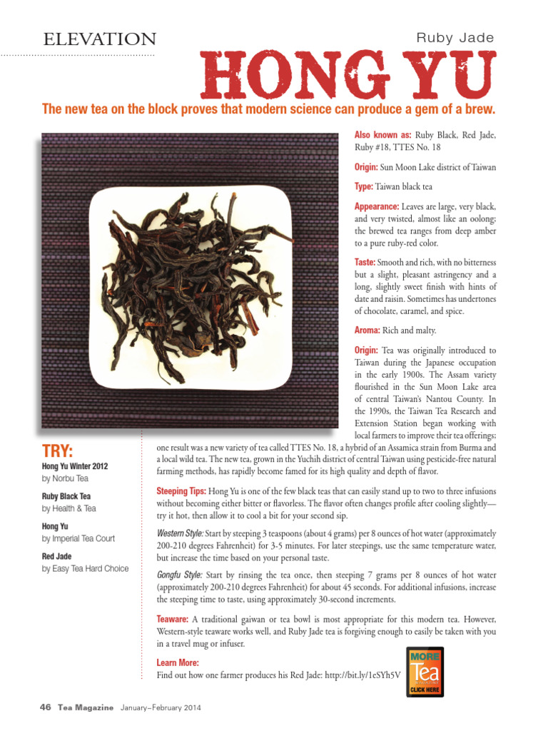 TeaMag Jan 2014 - About Hong Yu | PDF | Tea | Drink