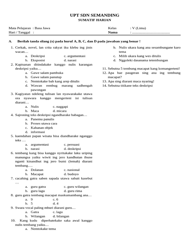 Sumatif Harian 2jawasem2 | PDF