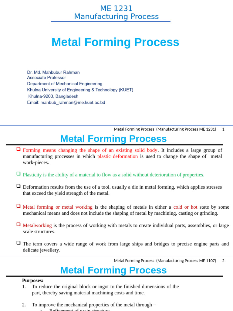 Metal Forming Processes Overview | PDF | Extrusion | Gear