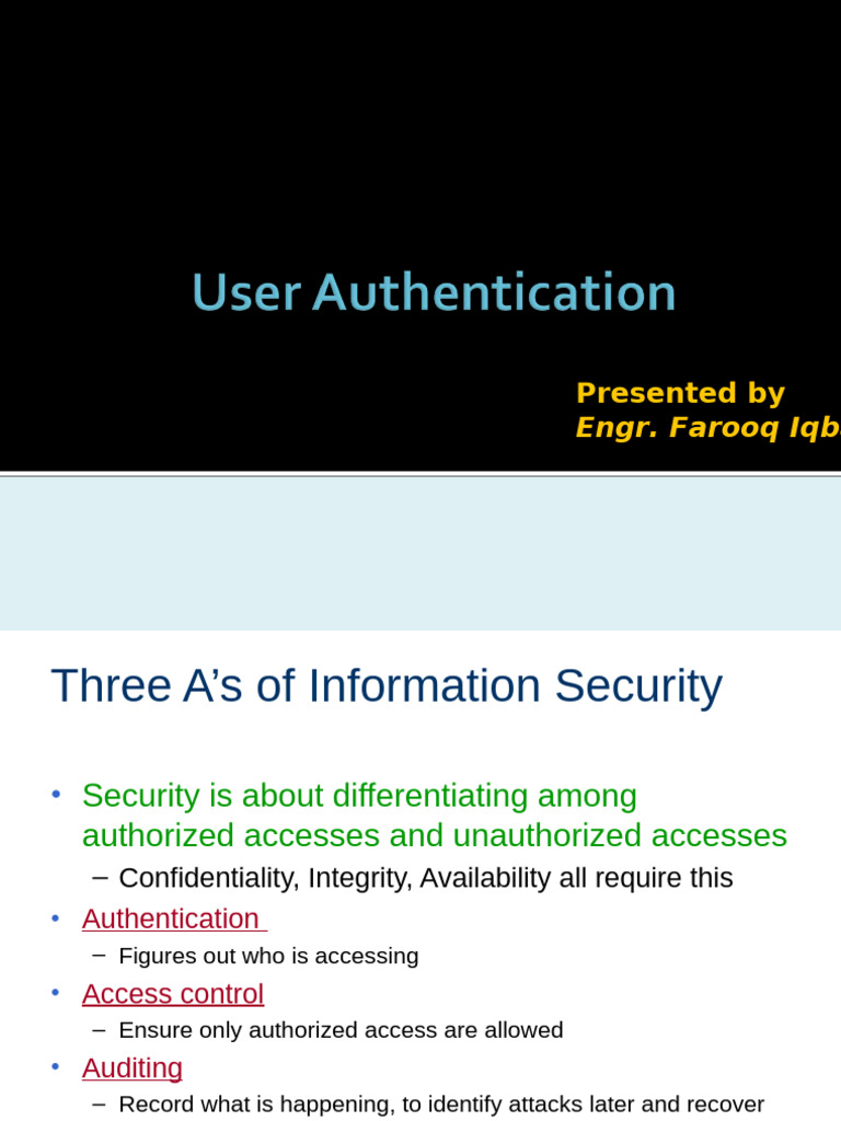 User Authentication i | PDF | Password | Authentication