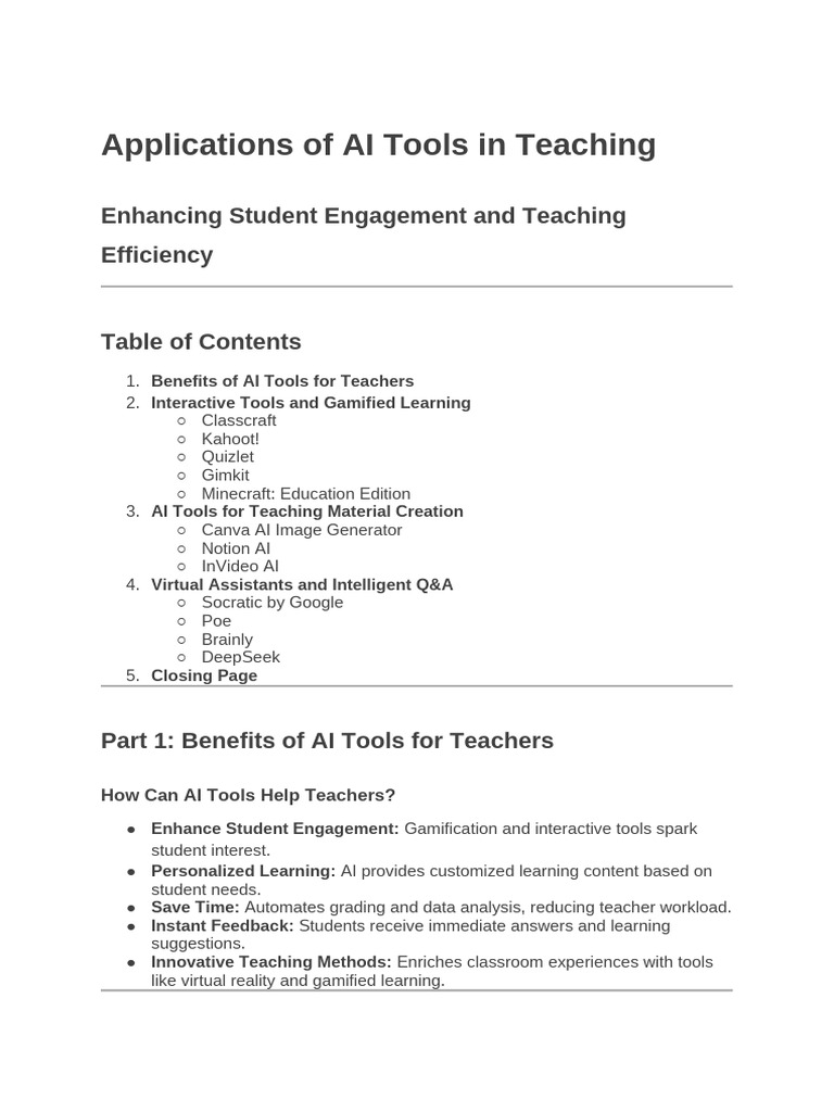 AI Tools for Engaging Teaching | PDF | Artificial Intelligence ...
