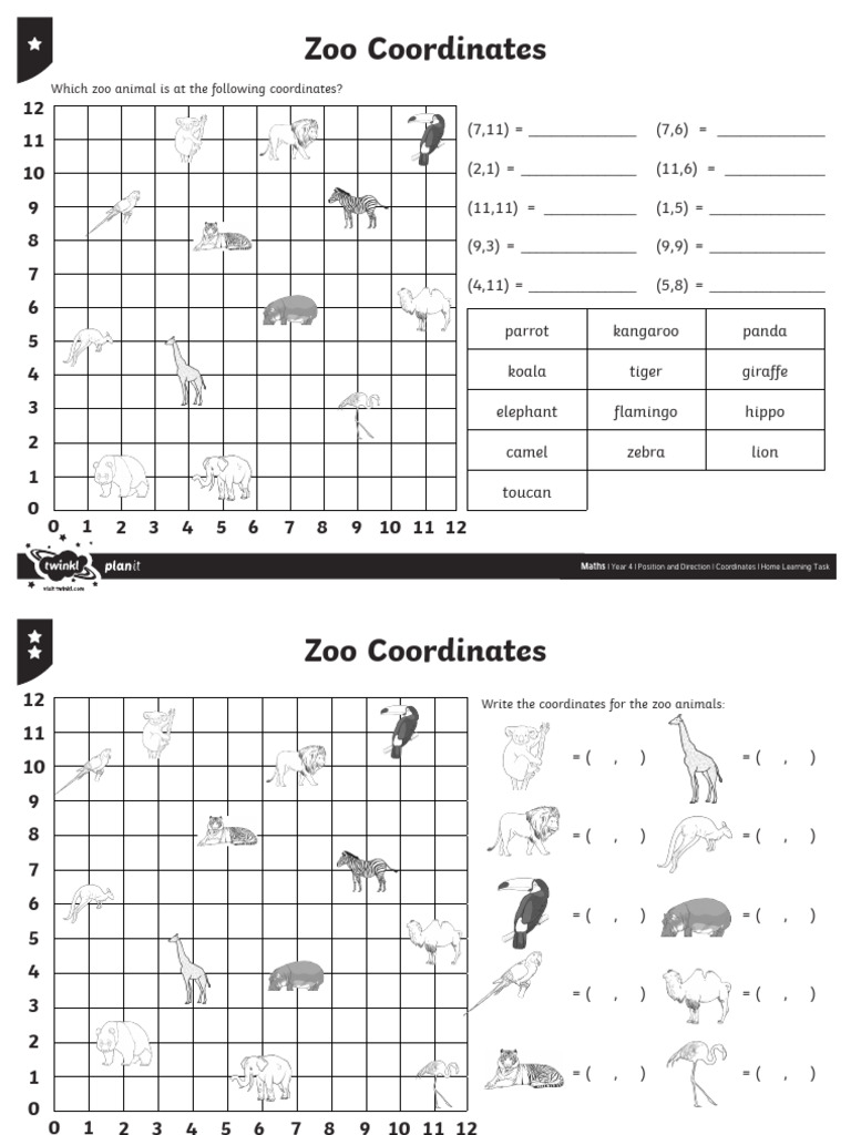 Zoo Coordinates Learning Activity | PDF | Zoo | Zoology