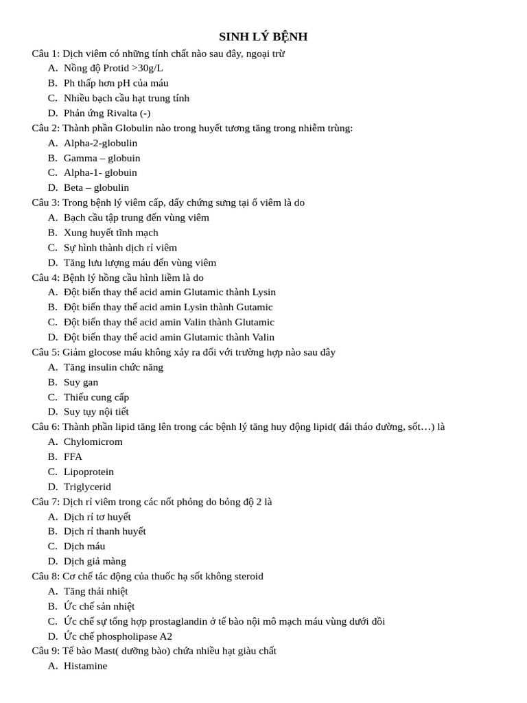 Sinh Lí Bệnh TN | PDF