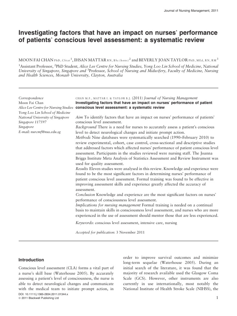 Investigating Factors That Have An Impact On Nurses Performance of ...
