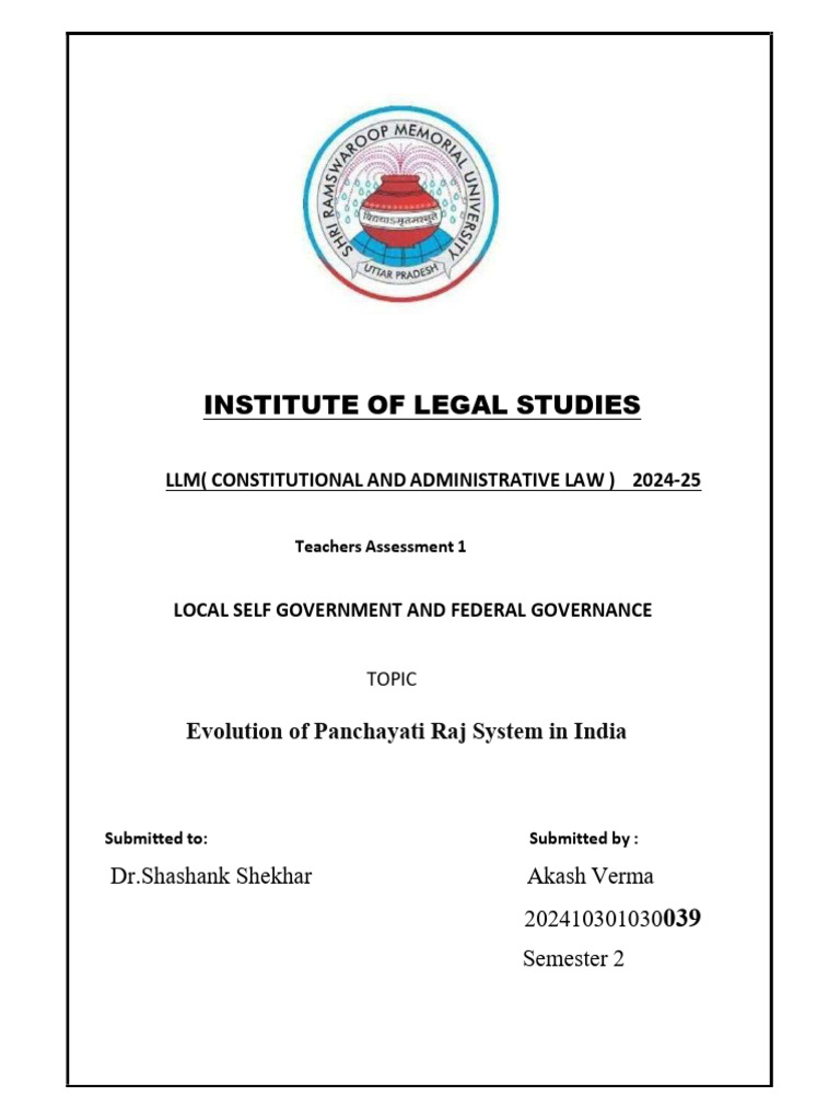 Ta1 Local Self Government and Federal Governance | PDF | Government Of India | Government