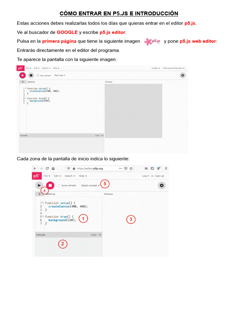 CÓMO ENTRAR EN p5.js e INTRODUCCIÓN | PDF | Informática