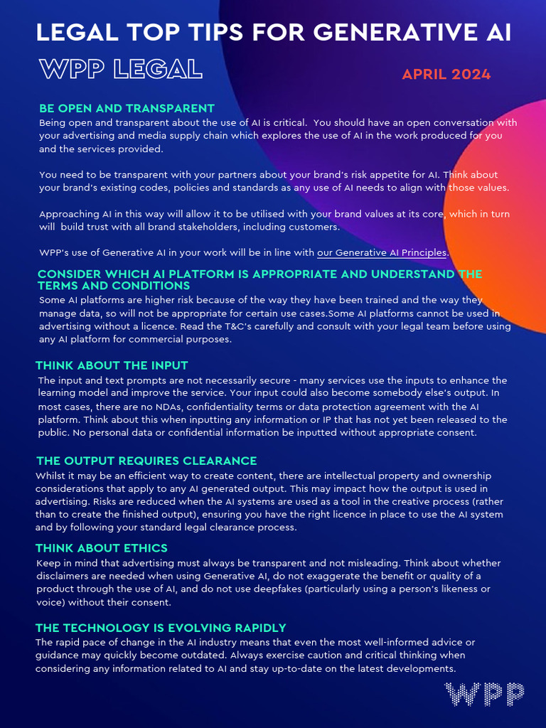 GenAI Legal Top Tips for Clients | PDF | Artificial Intelligence ...