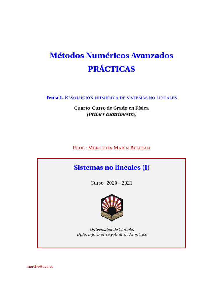 Métodos Numéricos para Sistemas No Lineales | PDF | Análisis numérico ...