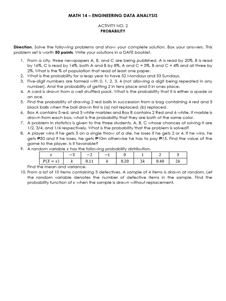 Activity 2. Probability | PDF