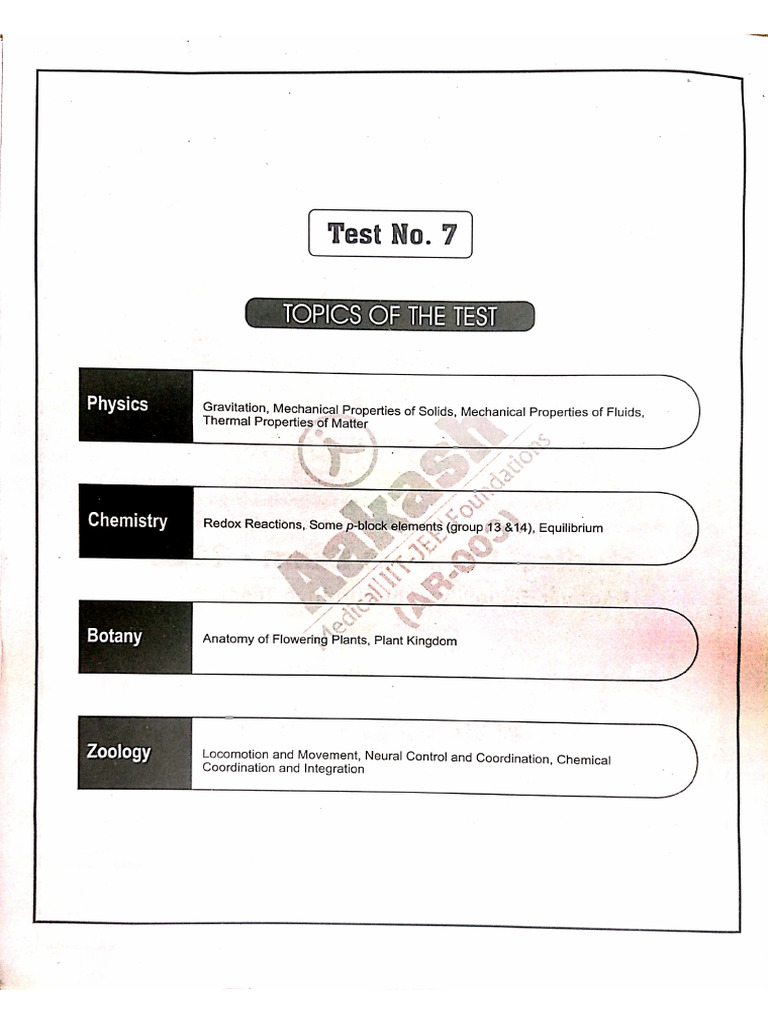 Practice Paper For AIATS-5 | PDF
