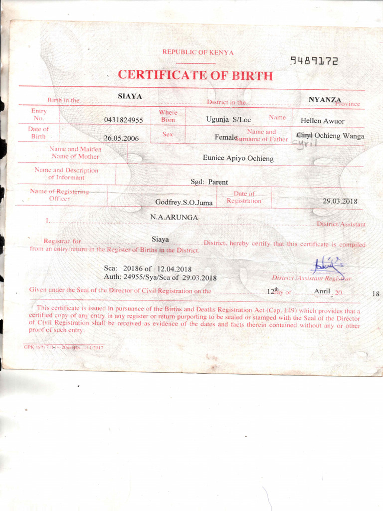 Birth Cert | PDF