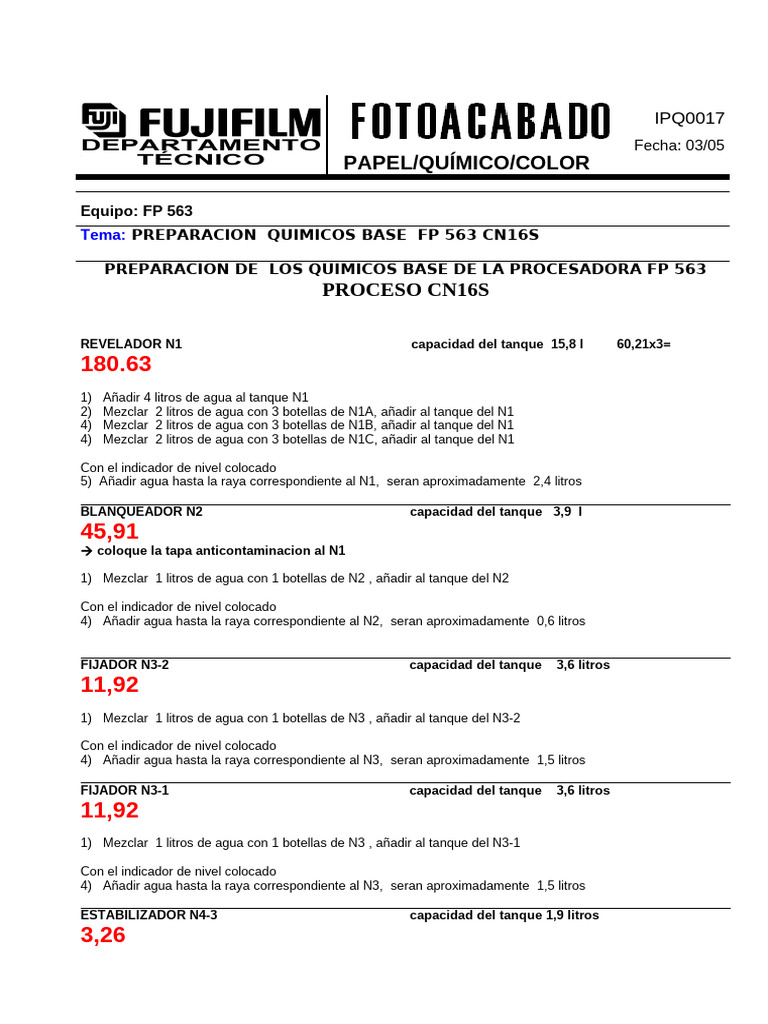 Preparación Química FP 563 CN16S | PDF