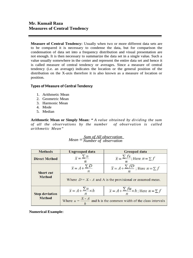 Measures of Central Tendency | PDF | Mode (Statistics) | Mean