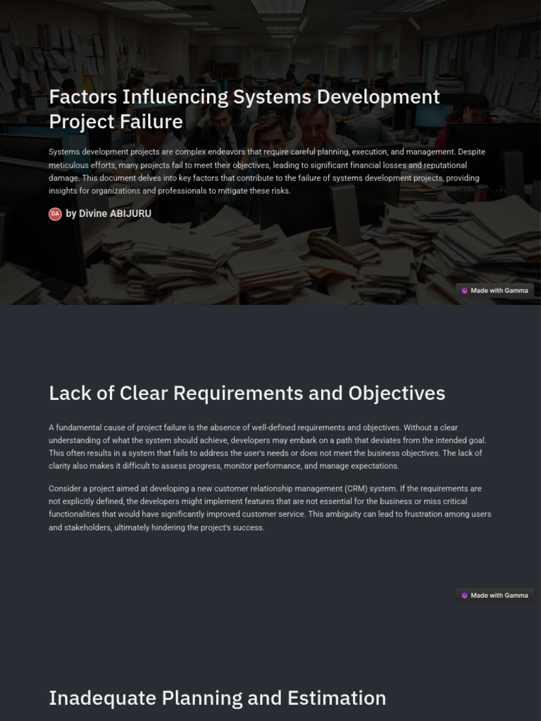 Factors Influencing Systems Development Project Failure | PDF | Risk ...