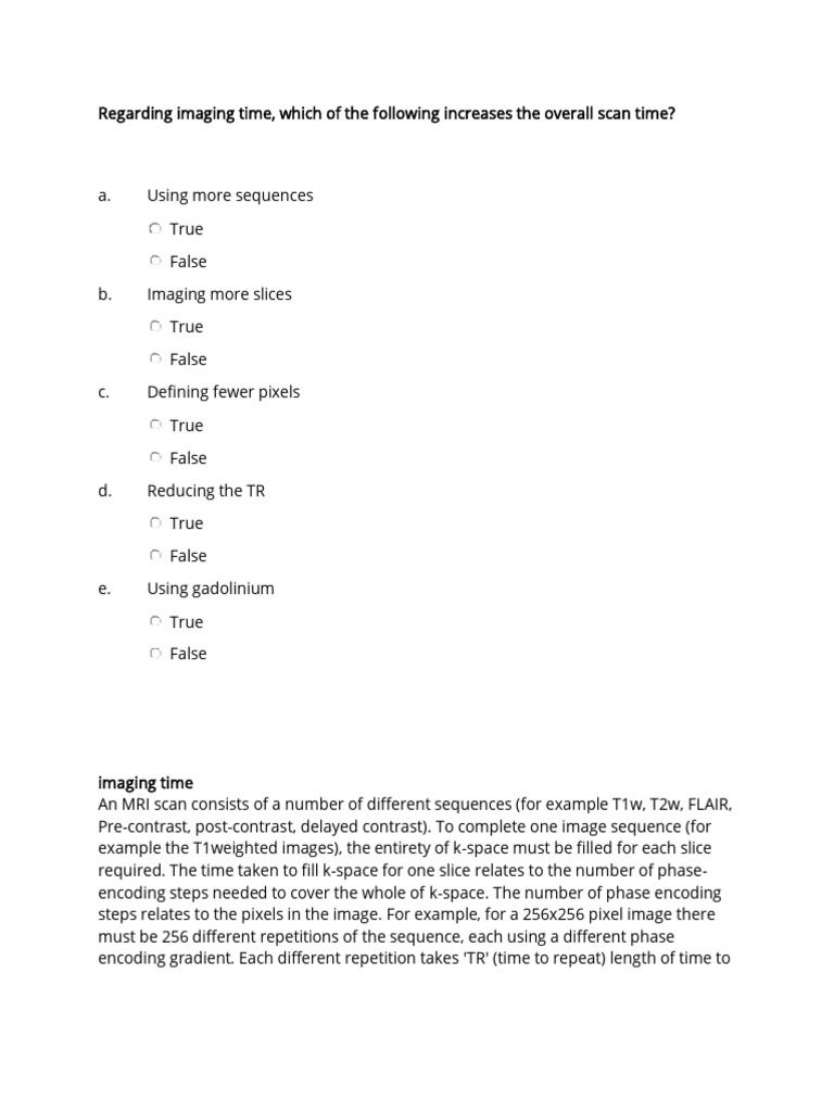 Factors Affecting MRI Scan Time | PDF | Magnetic Resonance Imaging ...
