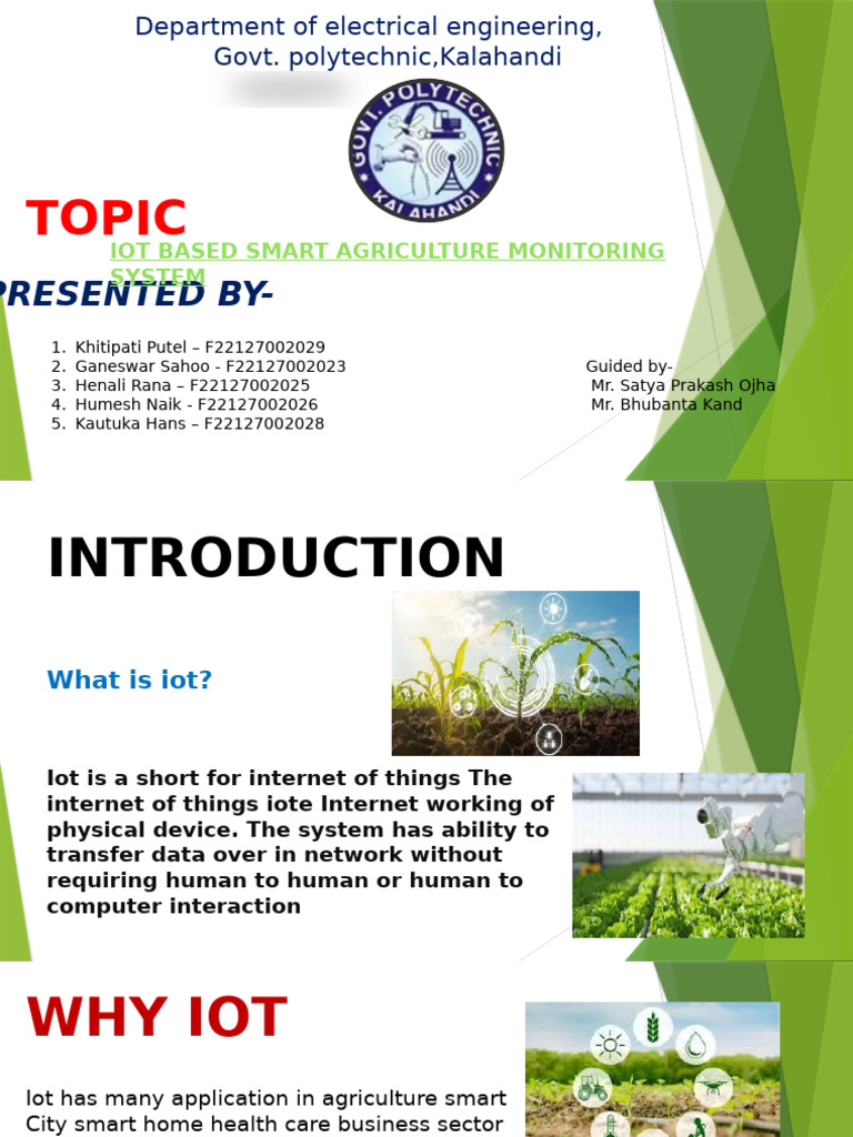 IOT Based Smart Agriculture Monitoring System | PDF | Internet Of ...