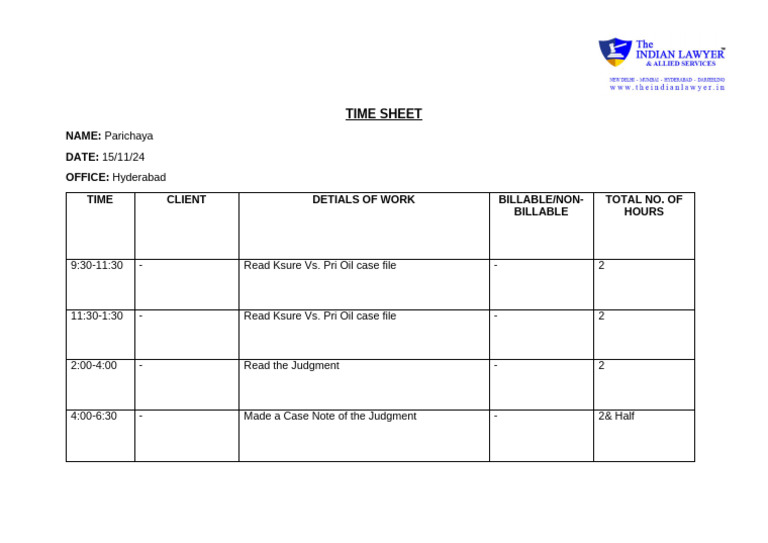 2A) Draft Office Time Sheet | PDF