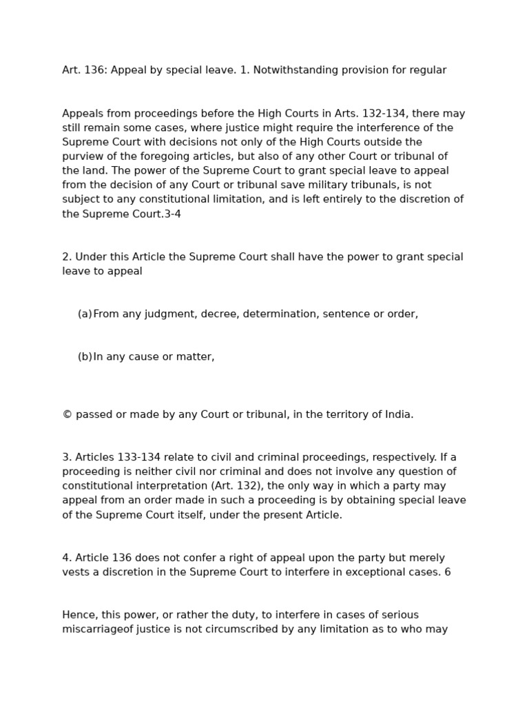 Article 142 of The Constitution of India | PDF | Appeal | Supreme Court ...