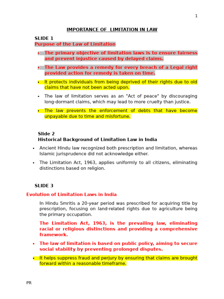 Importance of Limitation Act | PDF | Lawsuit | Statute Of Limitations