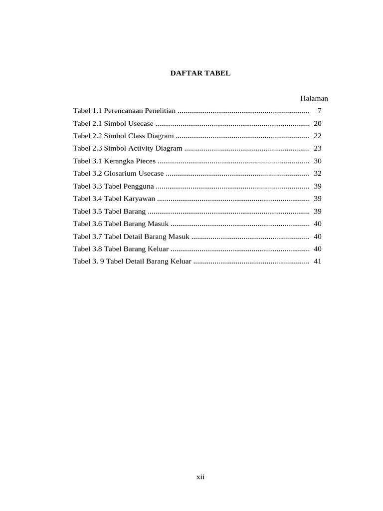Daftar Tabel | PDF